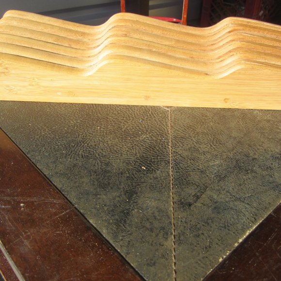 KNIFE BLOCK | Kitchen | Vtg Drawer Knife Block Wood Flat Wave Block ...